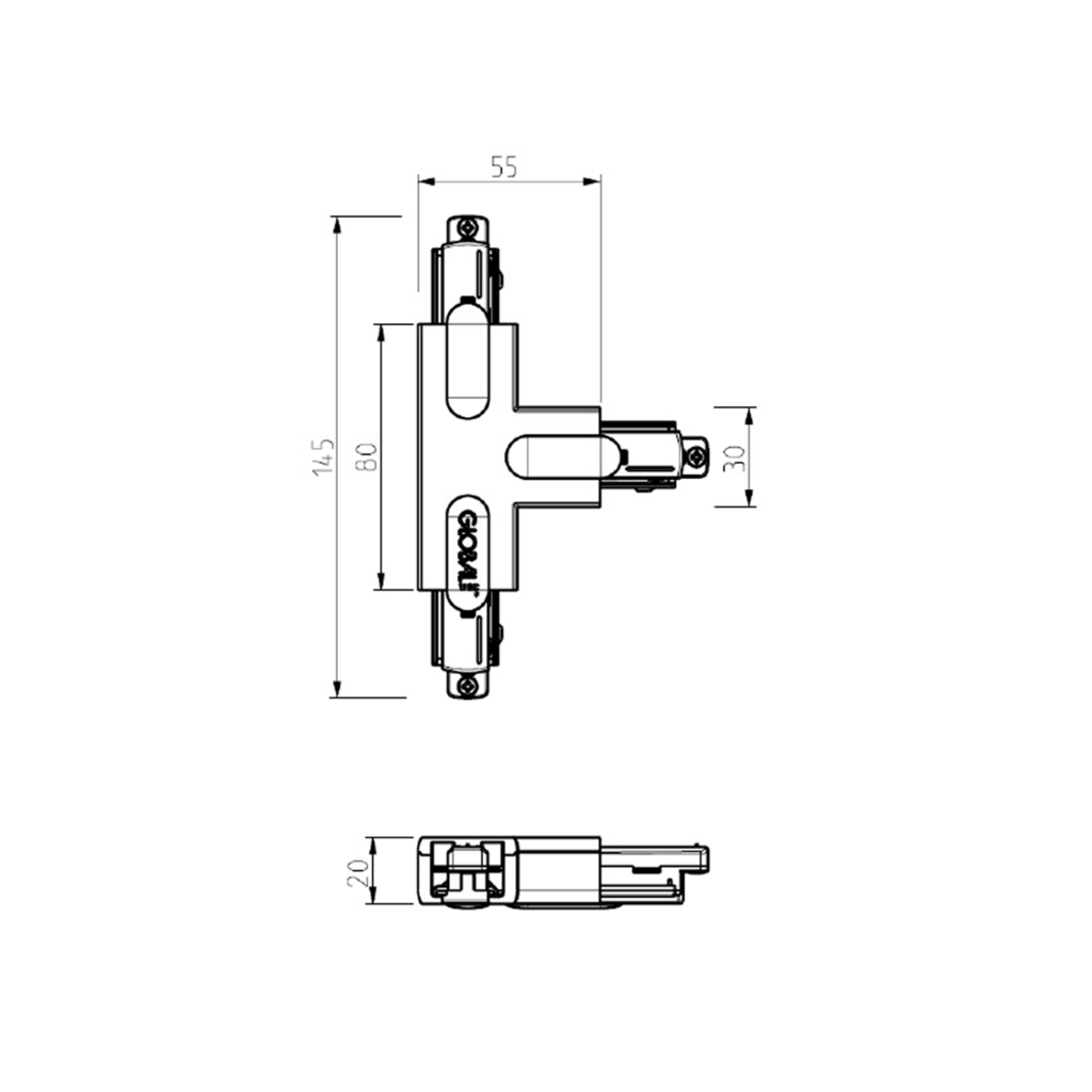 Global Base T-feed Right (inside) 1-circuit WH - Norlux Global Base T-feed Right (inside) 1-circuit WH - Norlux